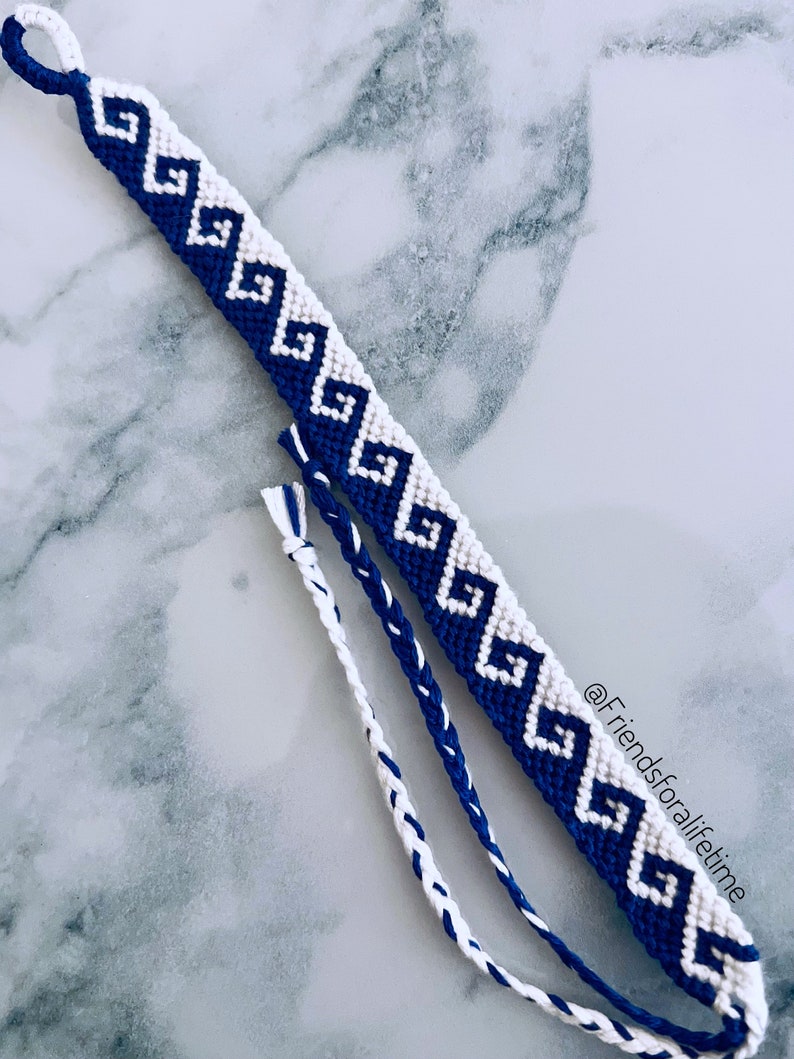 Custom Greek Wave Inspired Friendship Bracelets: Blue Handmade Cotton ...