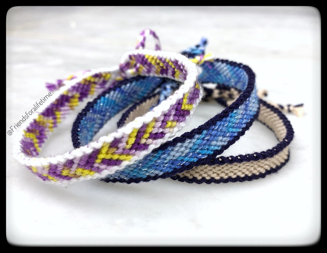 Colorful Thin Bordered Chevron Friendship Bracelets: Cotton Knotted ...