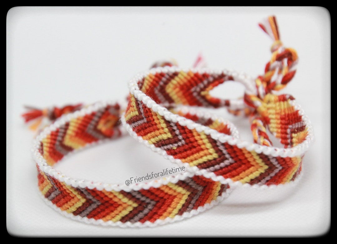 Fall Chevron Friendship Bracelets: Handmade Multicolored Striped Surfer ...
