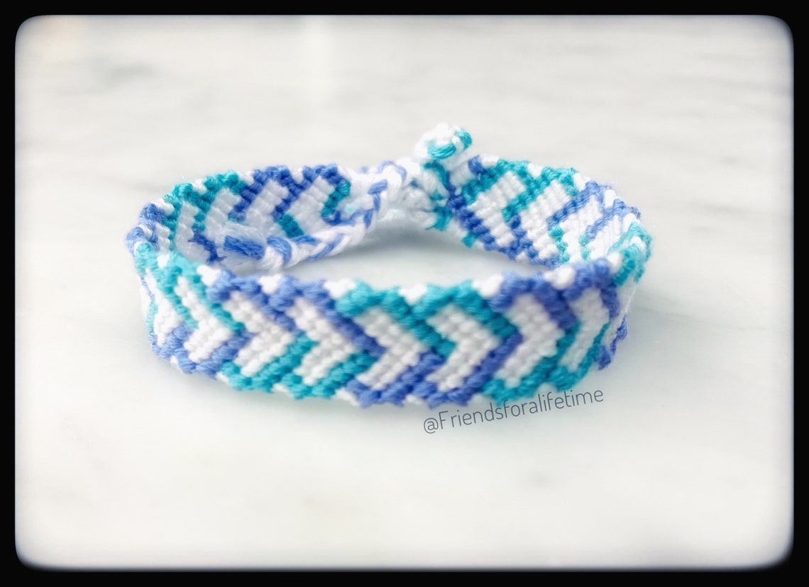 Custom Heart Friendship Bracelet – Blue & Green Boho Handmade Cotton ...
