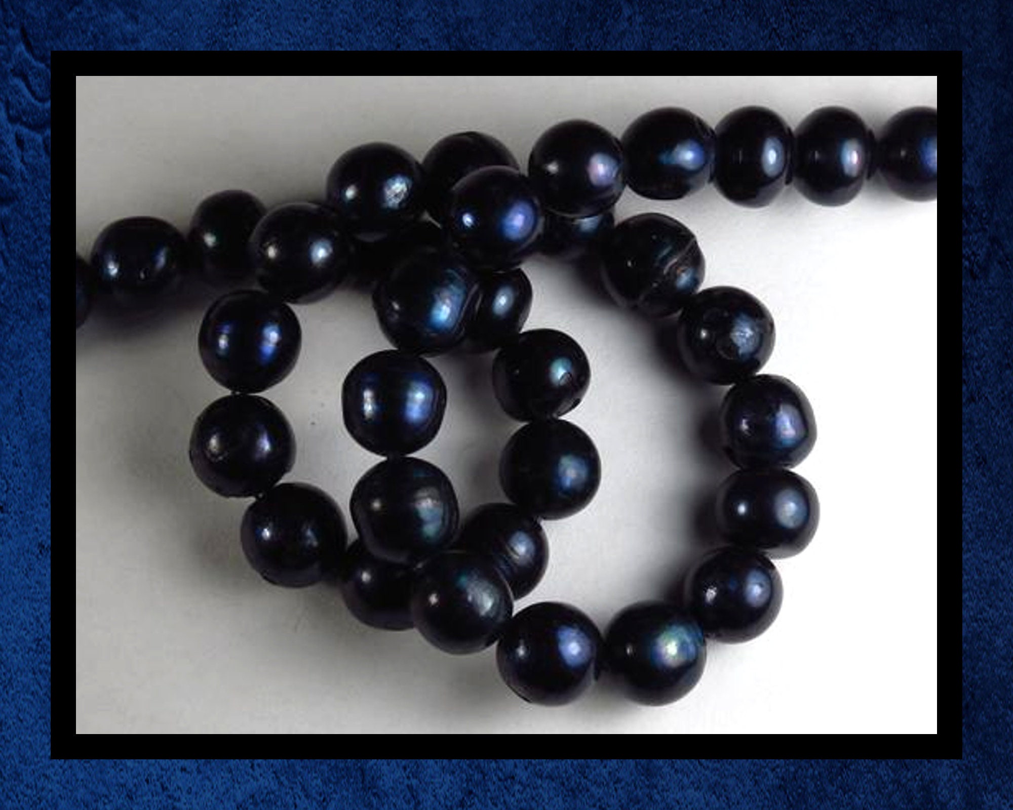 Pearl Black Blue 16 strand of 8mm-10mm ball sphere | Etsy