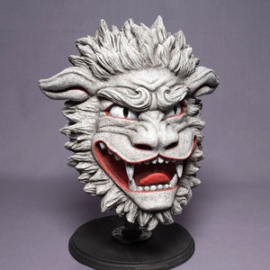Komainu Lion-dog Mask With Stone Texture - Handmade - for Cosplay or ...
