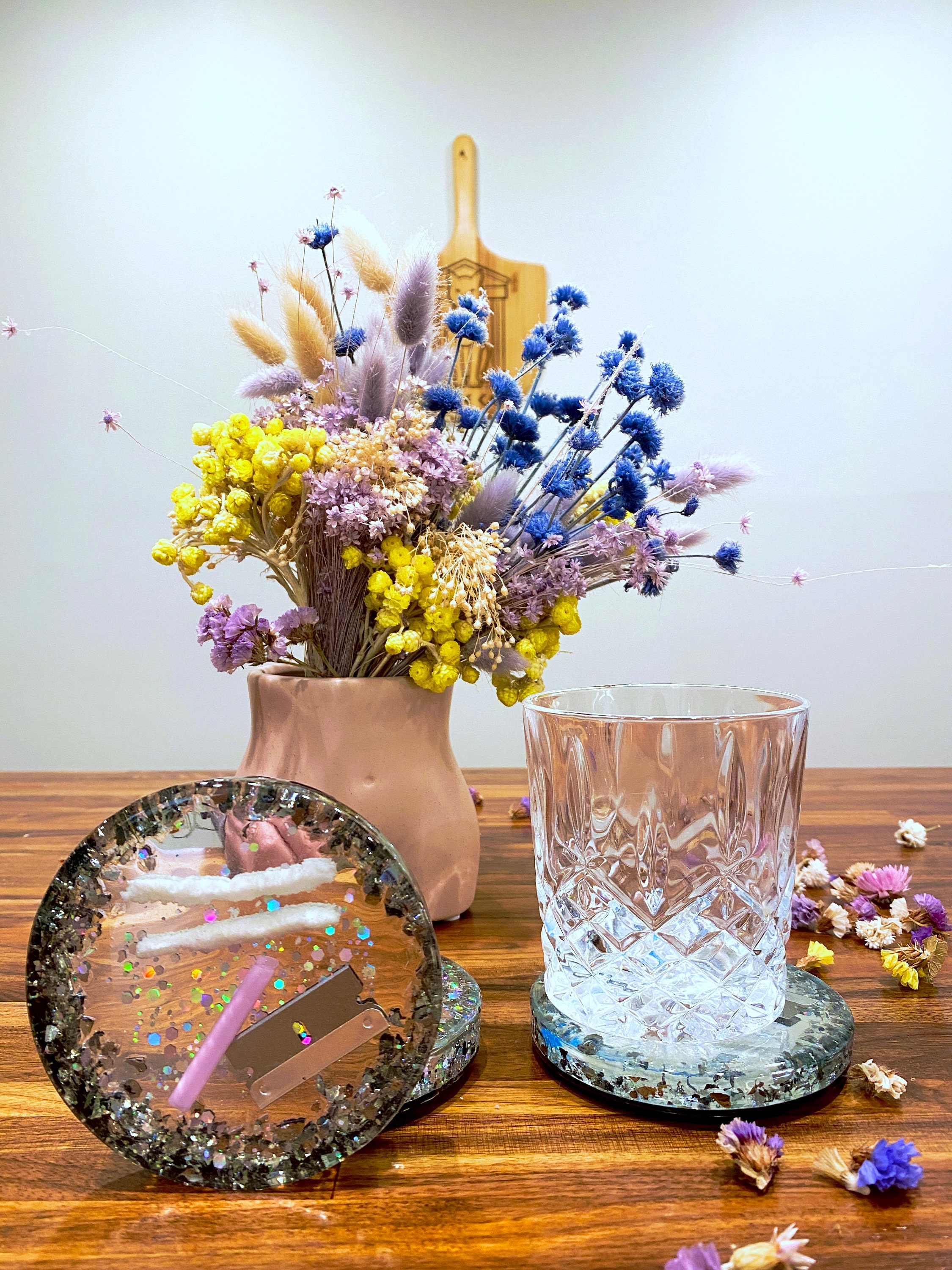 Cocaine Glitter Coasters Funny Paperweight Coffee Table Art ...