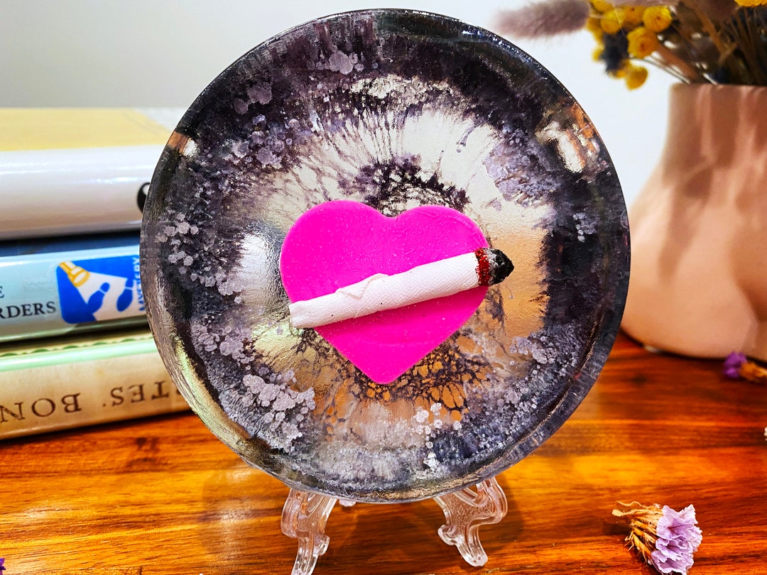 Rolled Joint 420 Art Pink Heart Smoke Effect Round Coaster Cannabis ...
