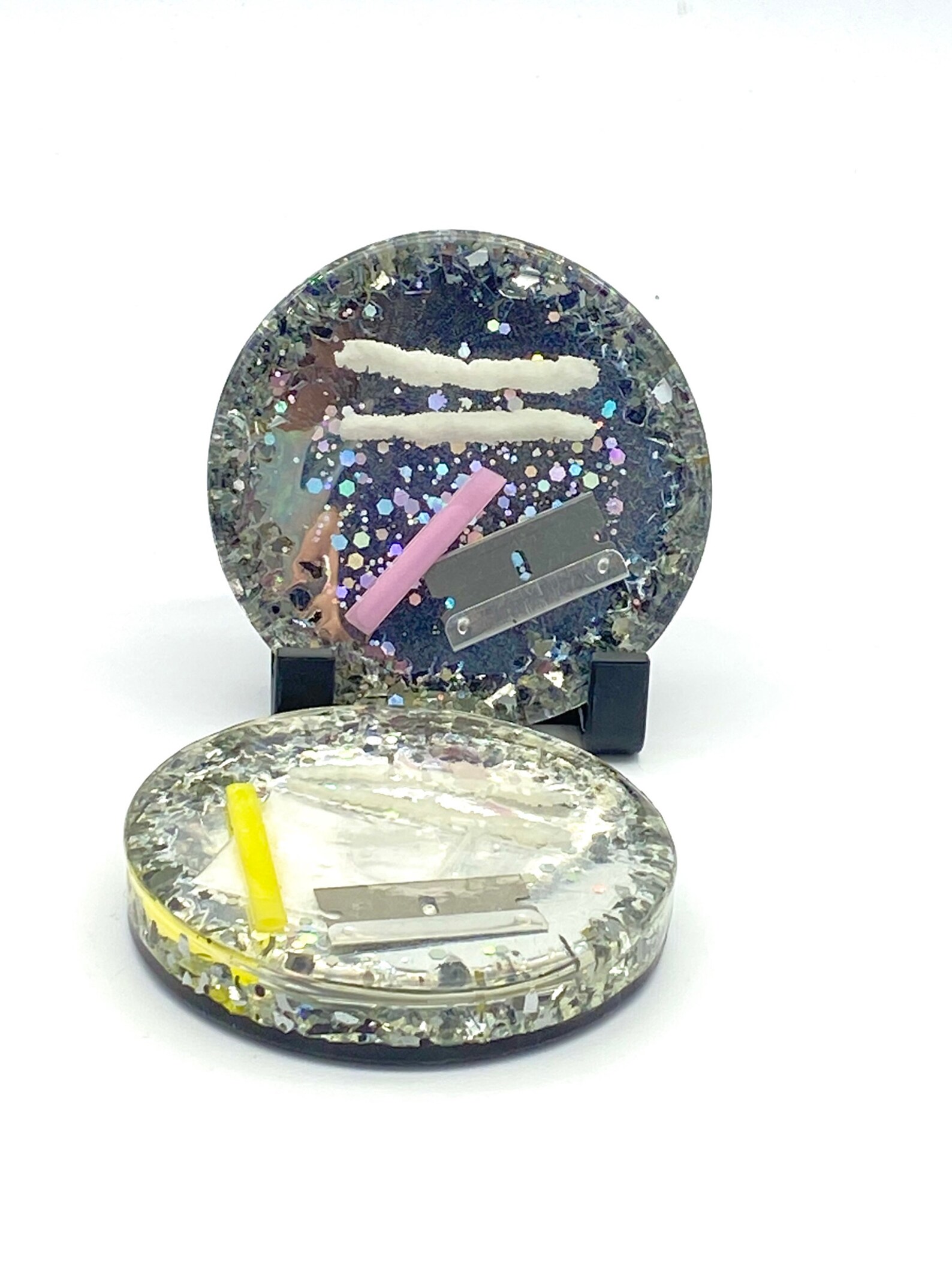 Cocaine Glitter Coasters Funny Paperweight Coffee Table Art ...