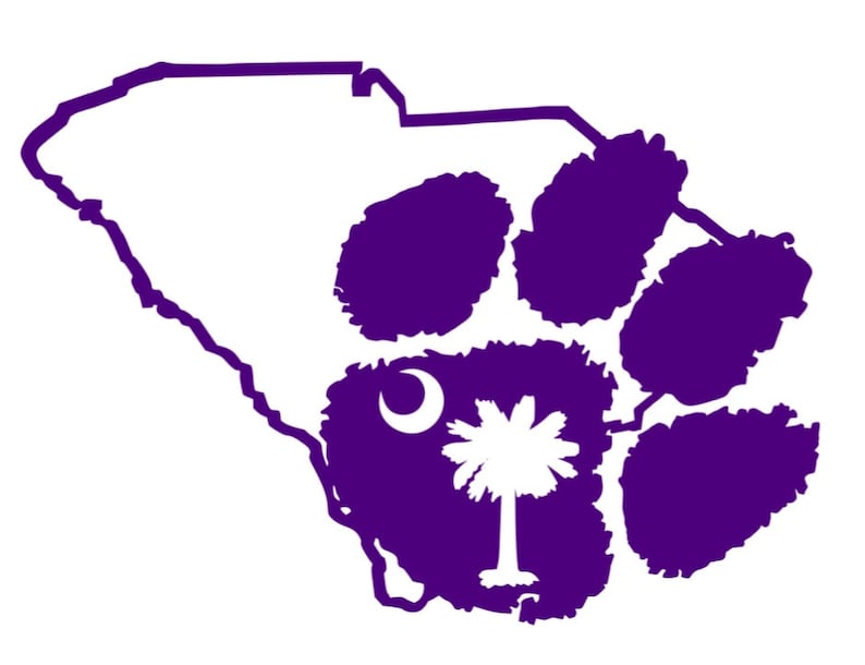 Clemson Paw With South Carolina Outline and Palmetto Tree Decal - Etsy