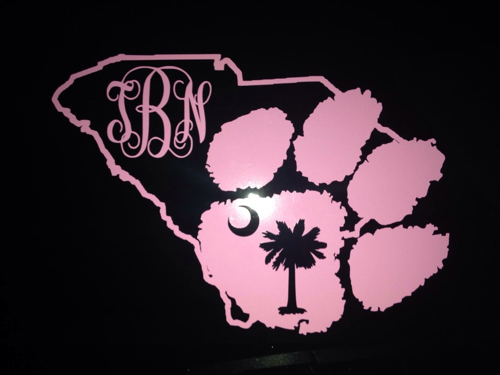 Clemson Paw With South Carolina Outline and Palmetto Tree Decal - Etsy