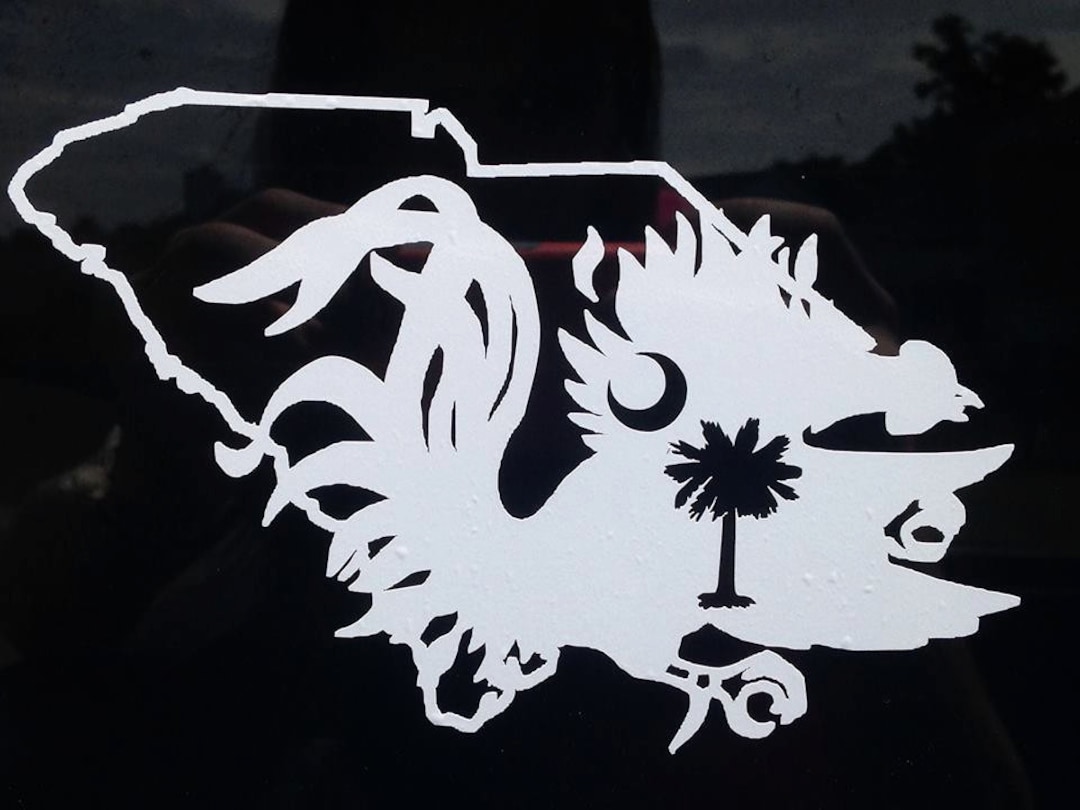 USC Gamecock With South Carolina State Outline and Palmetto Tree 8x12 ...
