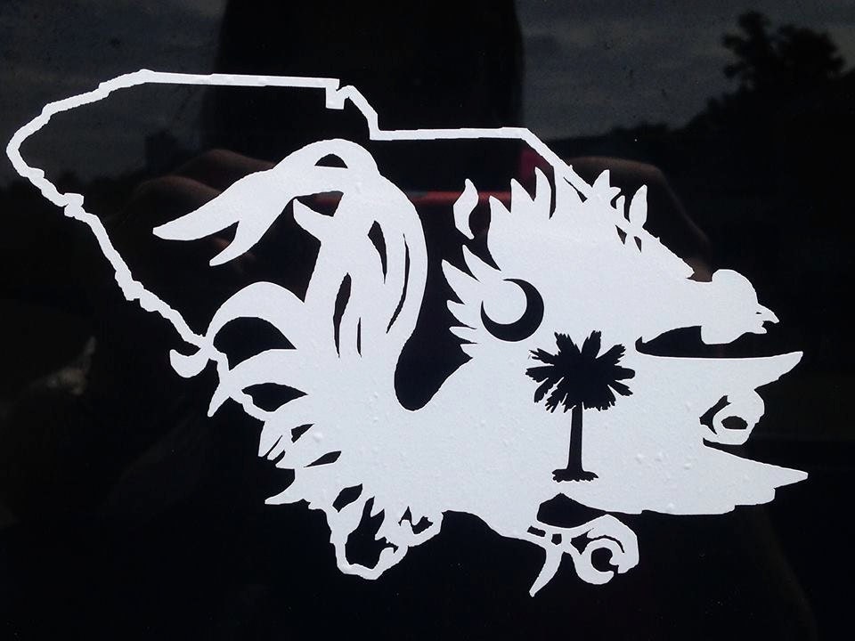 USC Gamecock With South Carolina State Outline and Palmetto Tree 8x12 ...