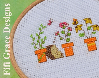 Summer Cross Stitch Hedgehog Pattern Pdf Woodland Cross - Etsy