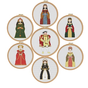 King Henry VIII & Wives Cross Stitch Pattern: Embroidery Designs ...
