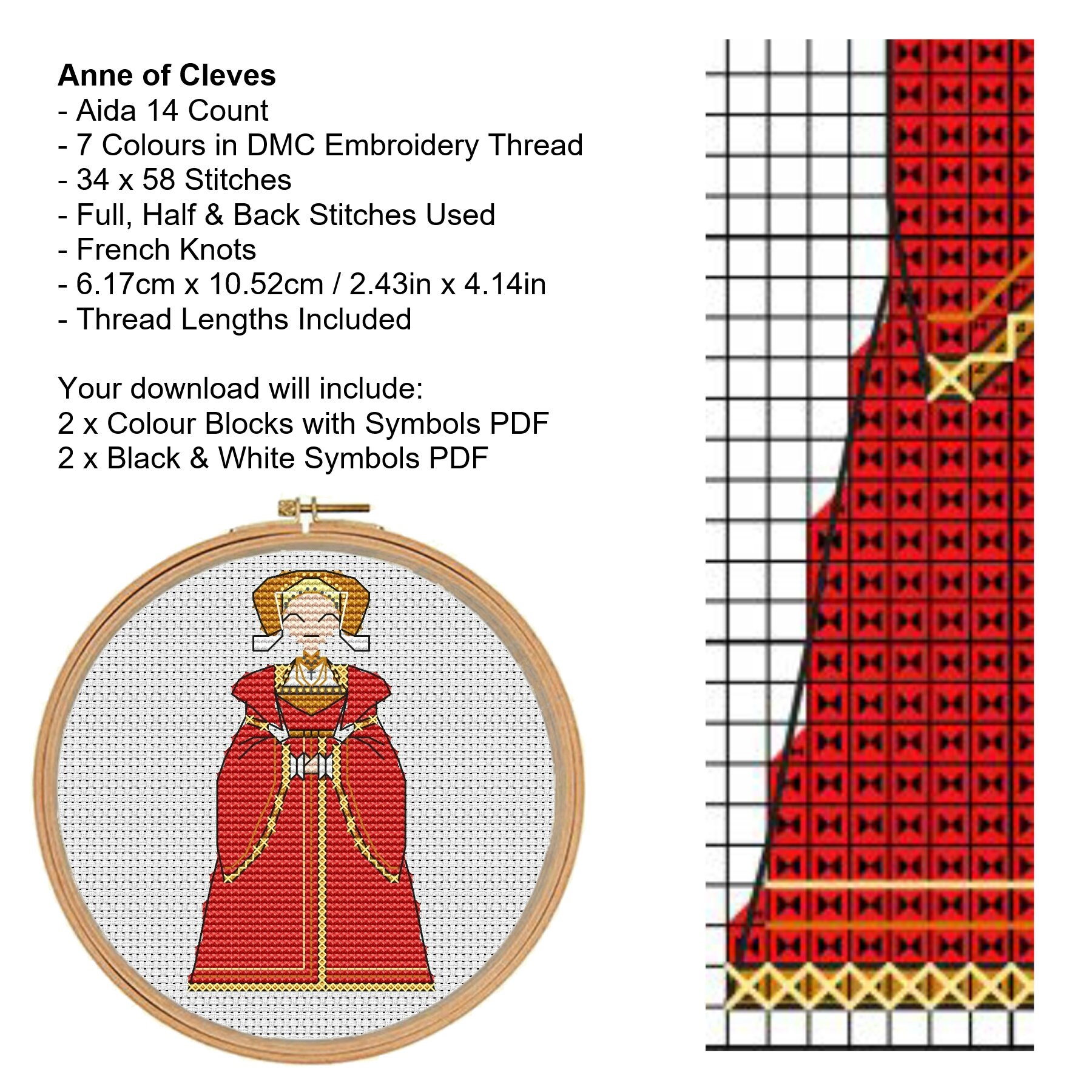 Anne of Cleves Cross Stitch Pattern, King Henry VIII, Tudor Queen ...
