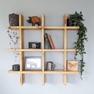 Reclaimed Wooden Wall Mounted Display Shelf With Compartments - Etsy