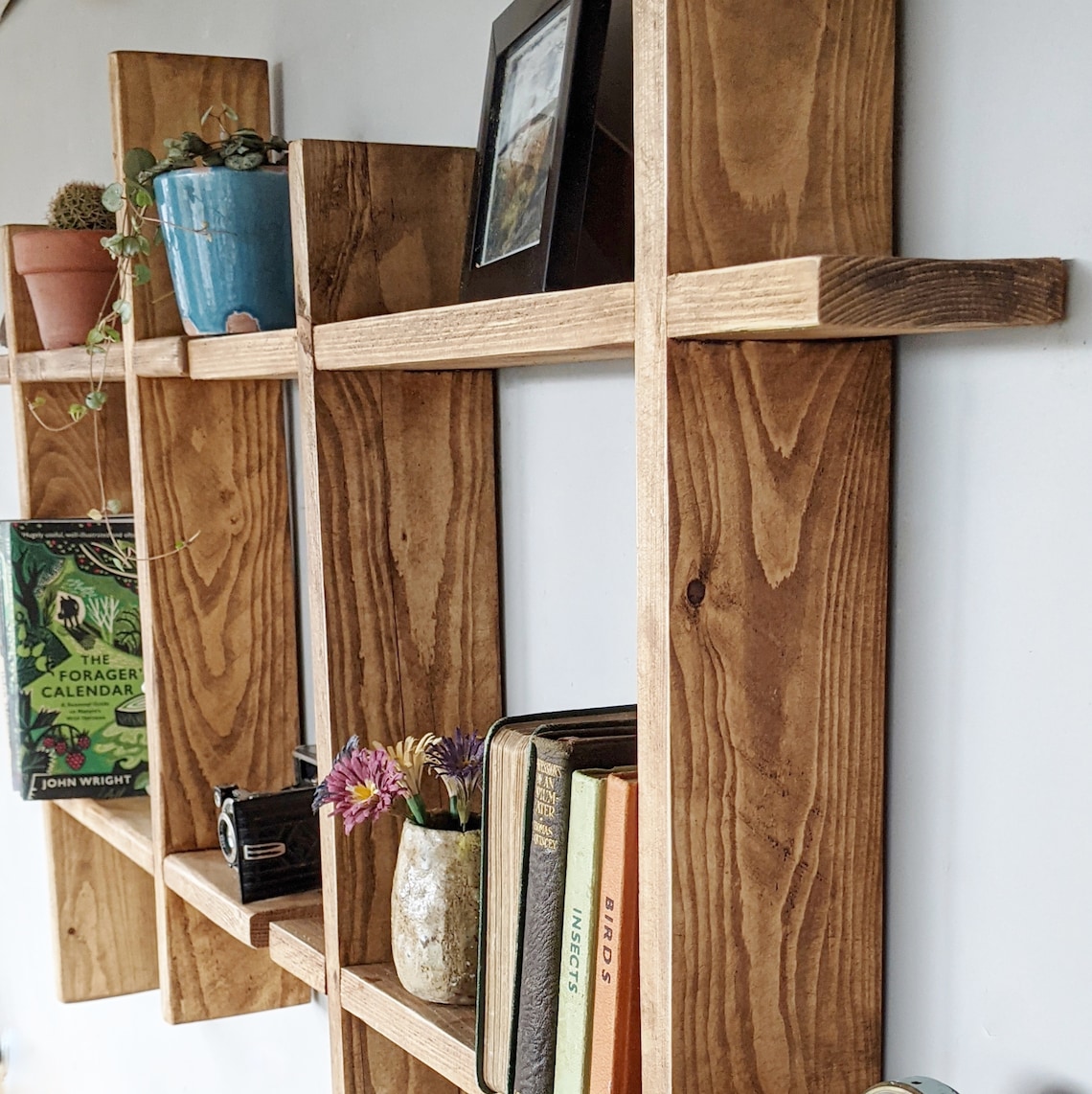 Reclaimed Wooden Wall Mounted Display Shelf Bookcase | Etsy UK