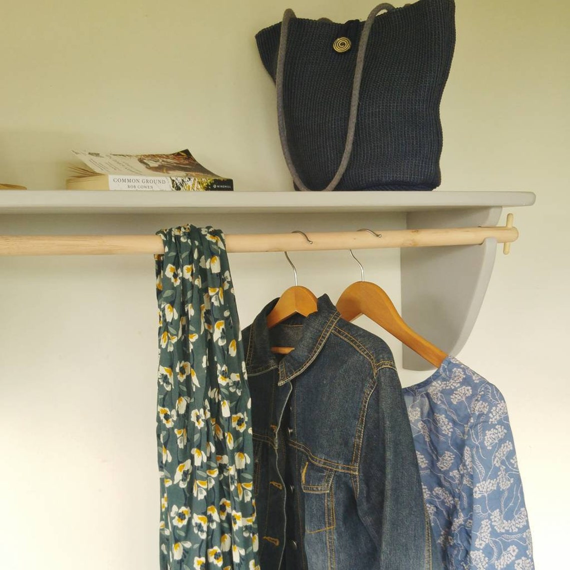 Vintage Clothes Rail With Wide Top Shelf - Etsy UK