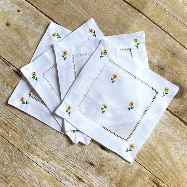 Embroidered Cocktail Napkins Cute - Etsy