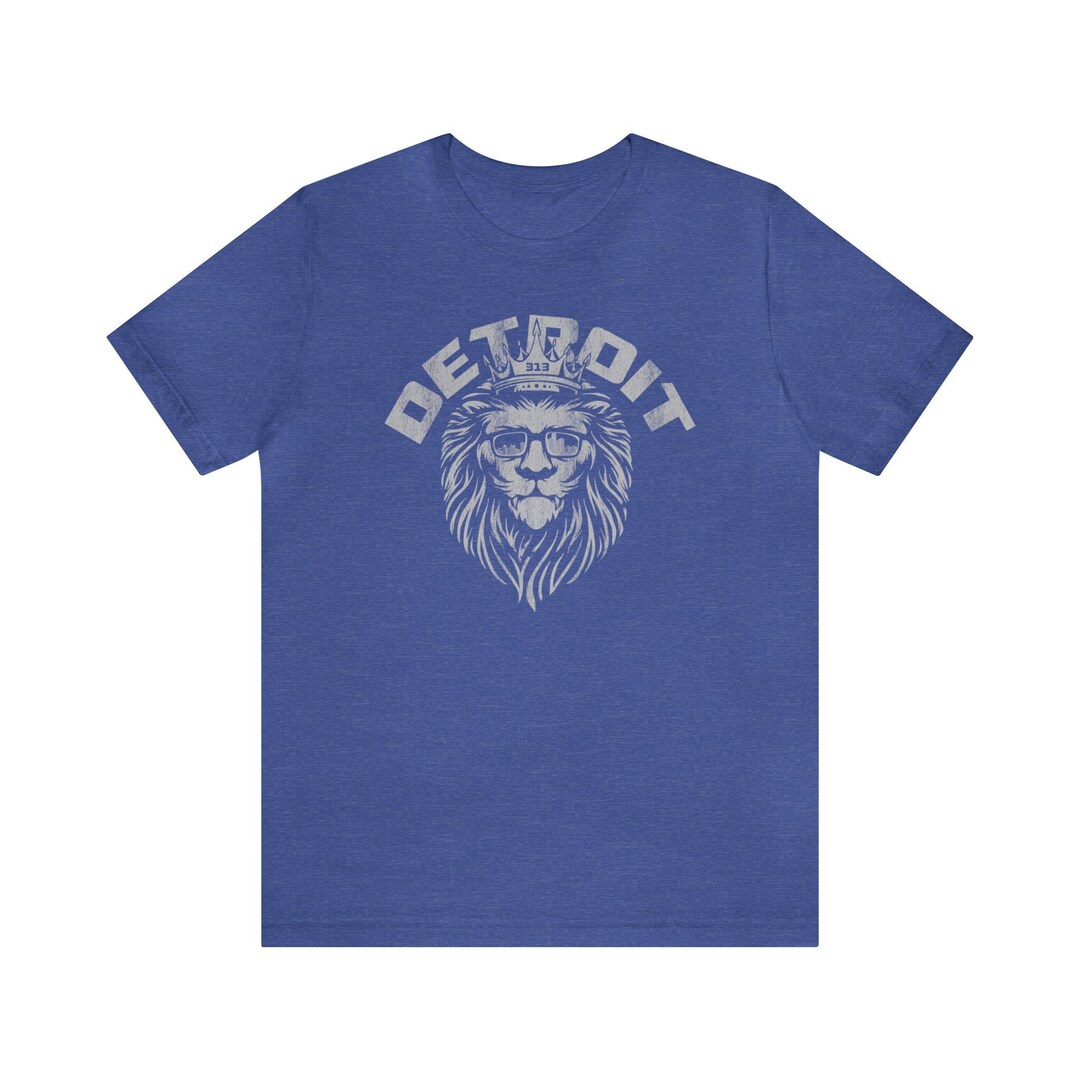 313 King Lion From Detroit T-shirt, Vintage Detroit Football Short ...