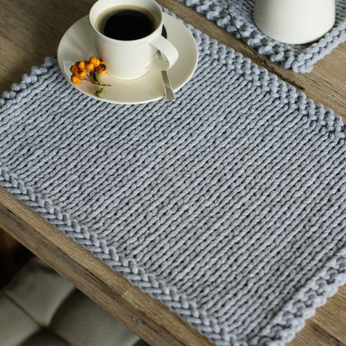 Set of 6 Knitted Table Mats Placemats Available in Many - Etsy