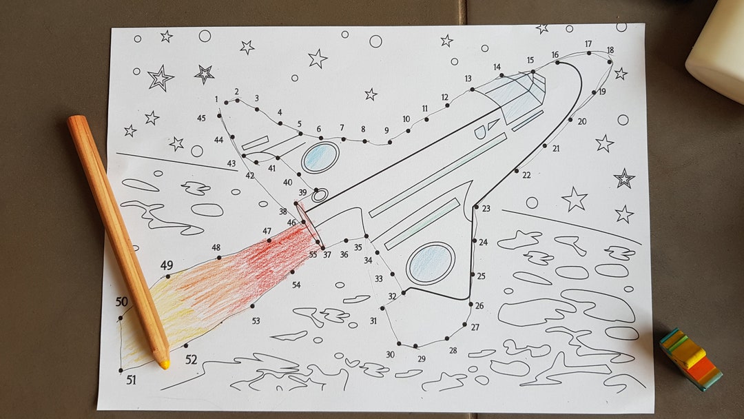 Back to School Connecting the Dots | Spaceship Coloring Pages | Earth ...