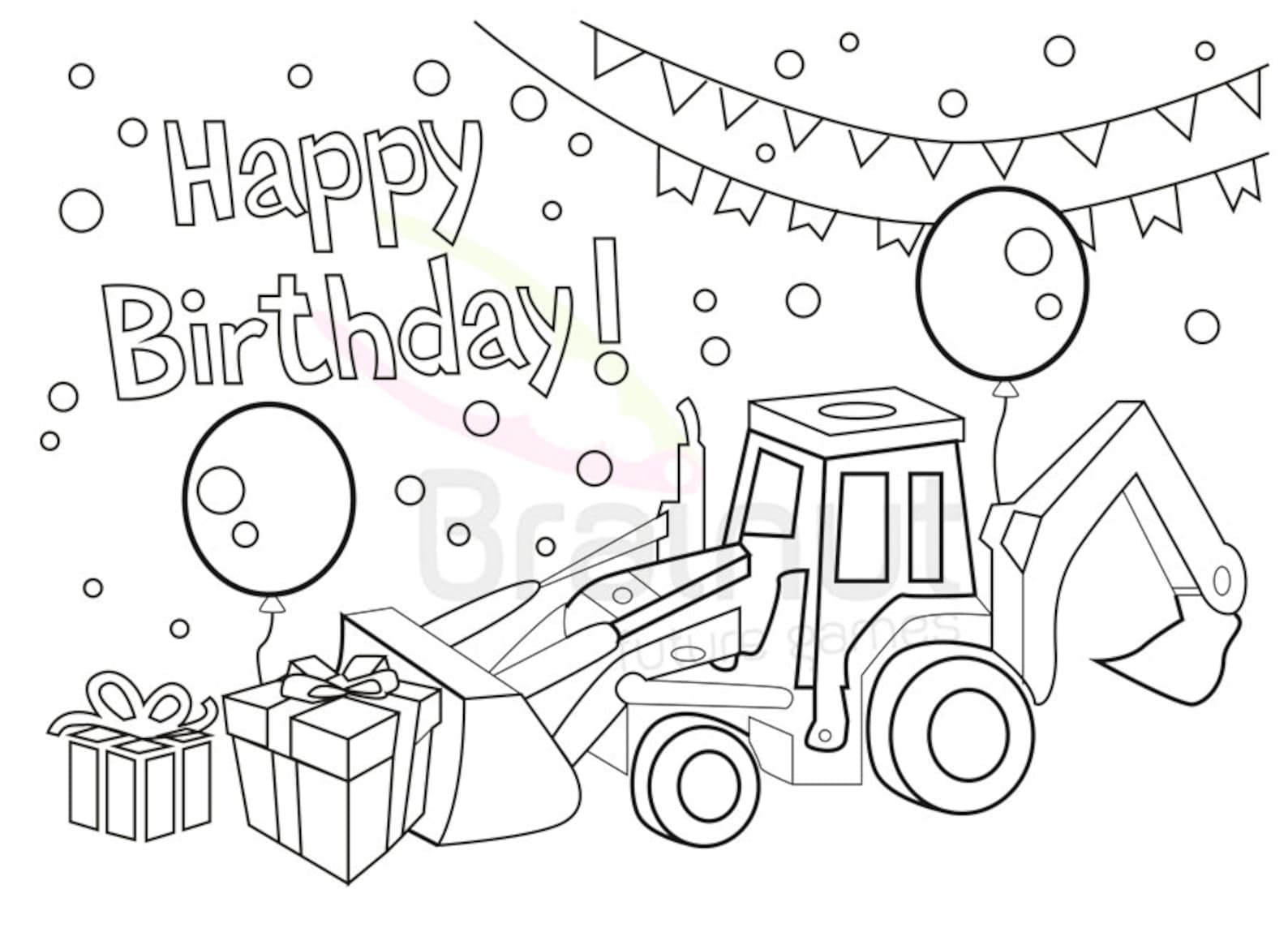 Birthday Coloring Pages Love Happy Birthday Color Pages Tractor ...