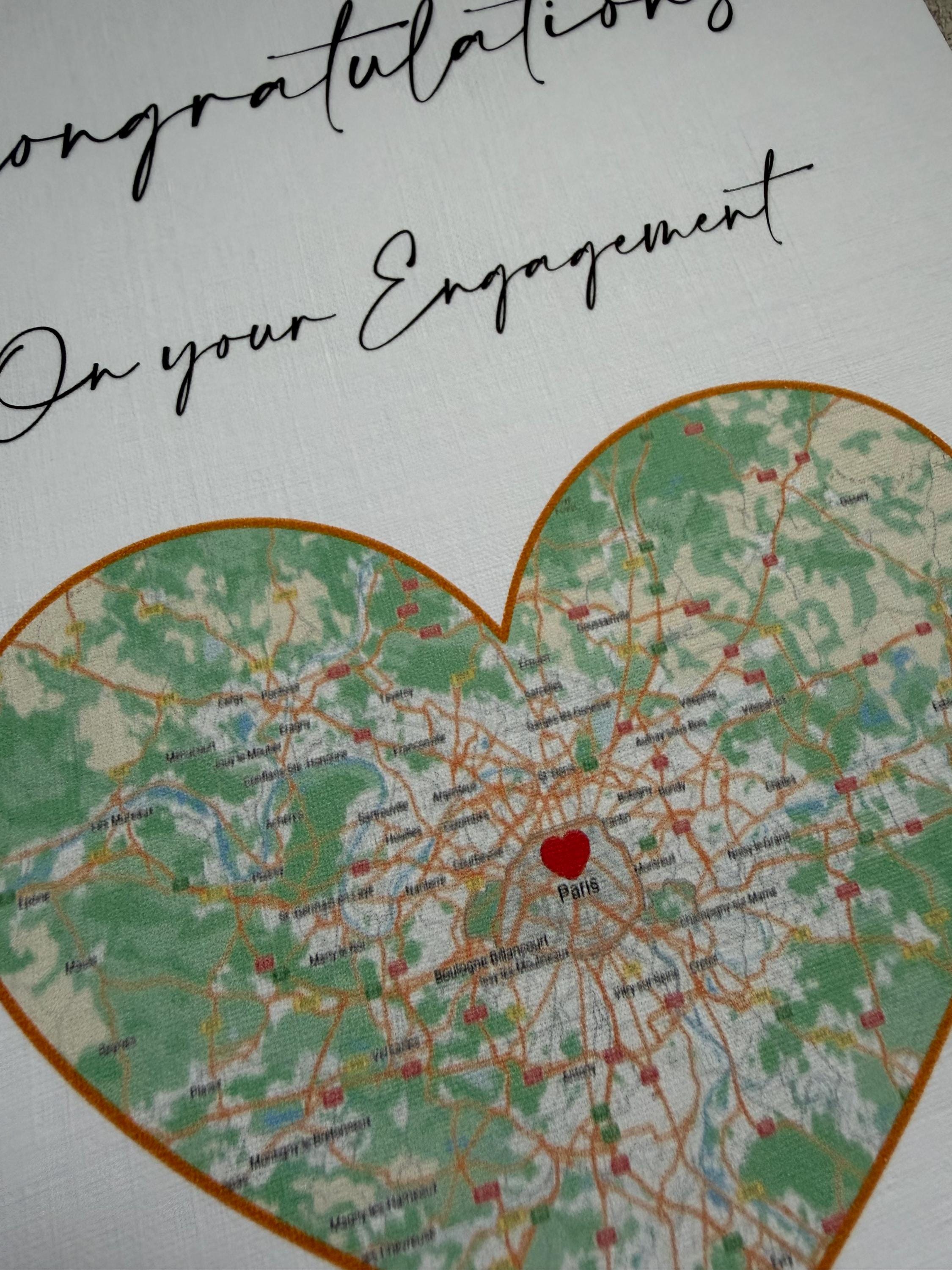 Engagement Congratulations Card: Destination Engagement, Map of Engaged ...