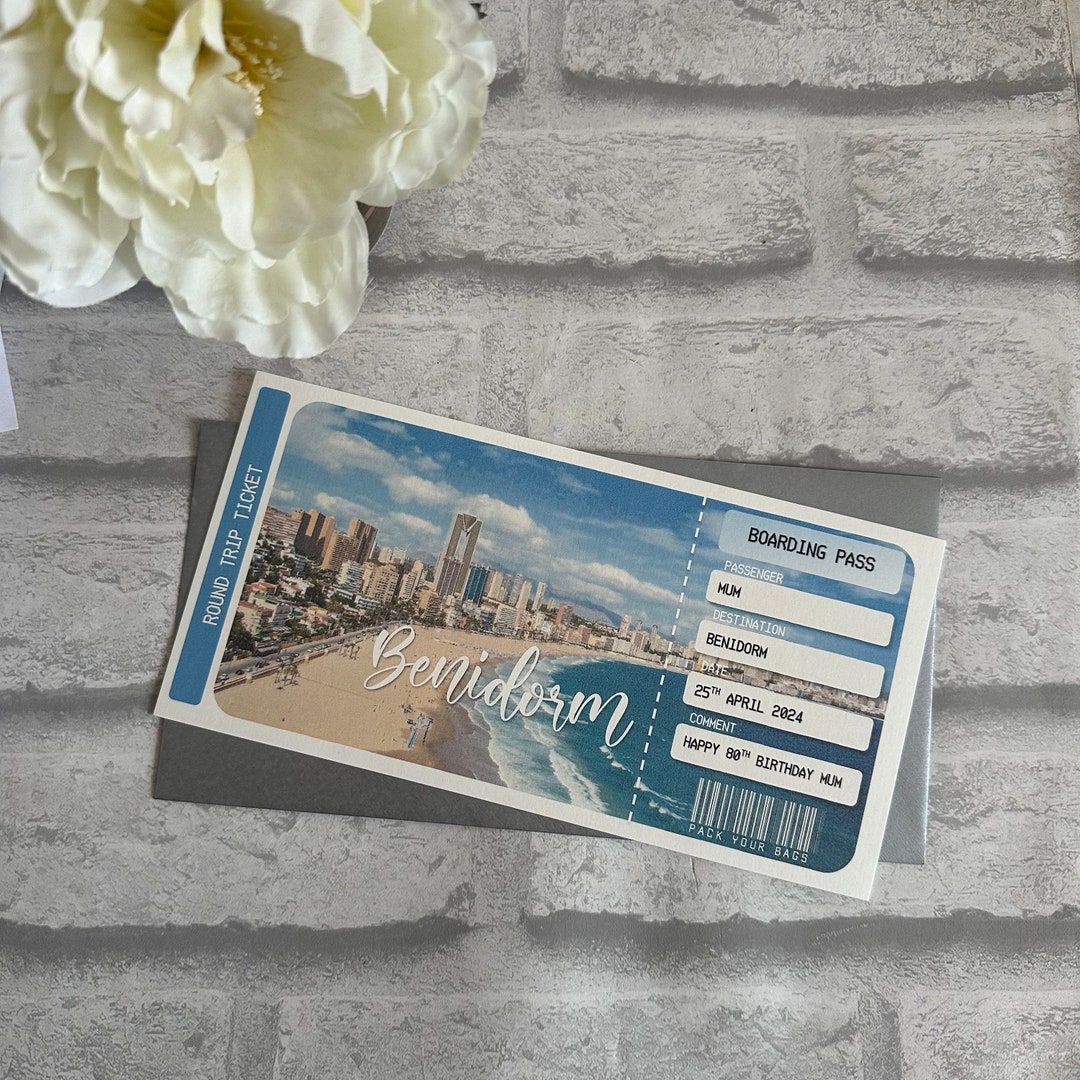 Printed Boarding Pass Ticket With Metallic Envelope - Personalised ...