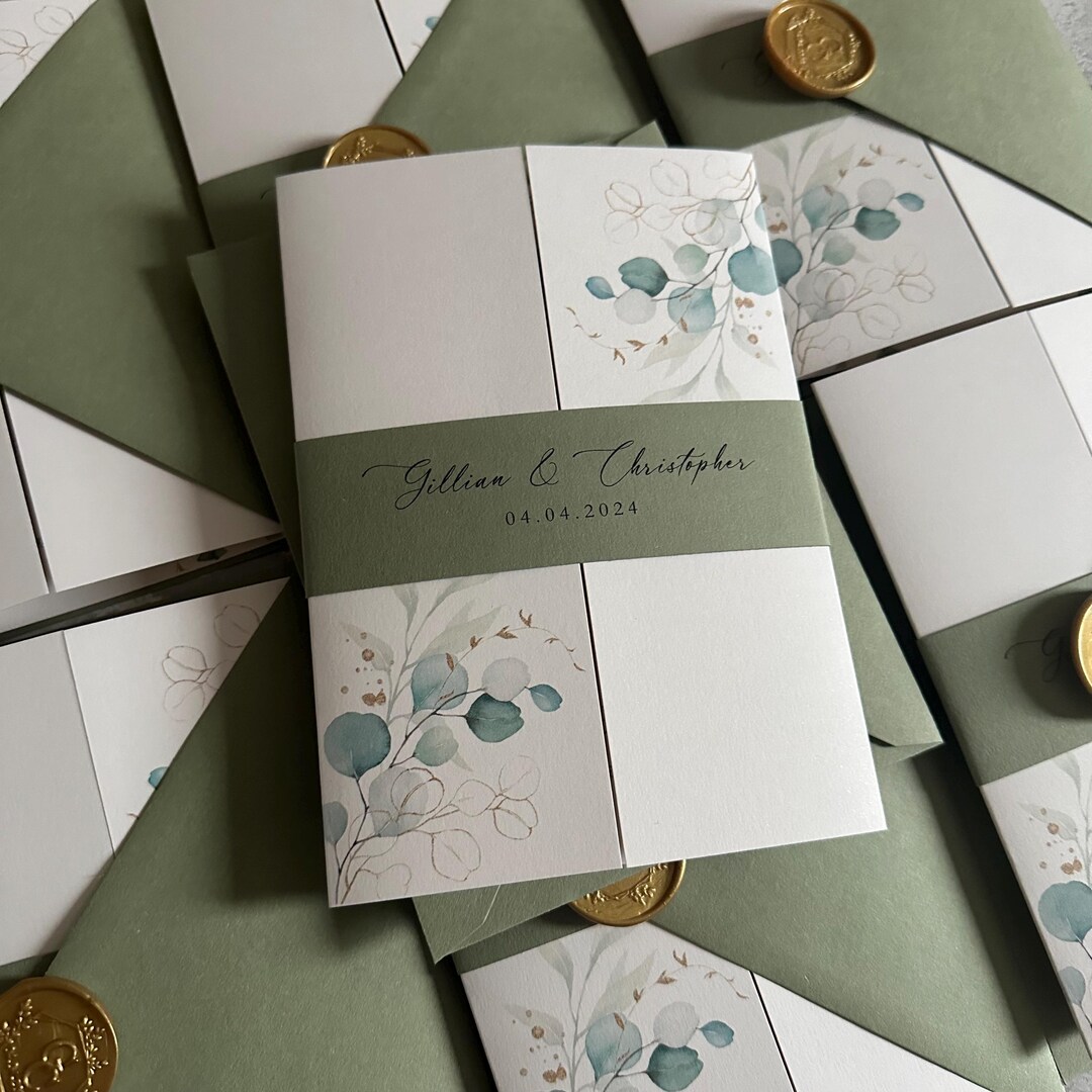 Gatefold Wedding Invitation Sample, Floral Invitation, Order of the Day ...