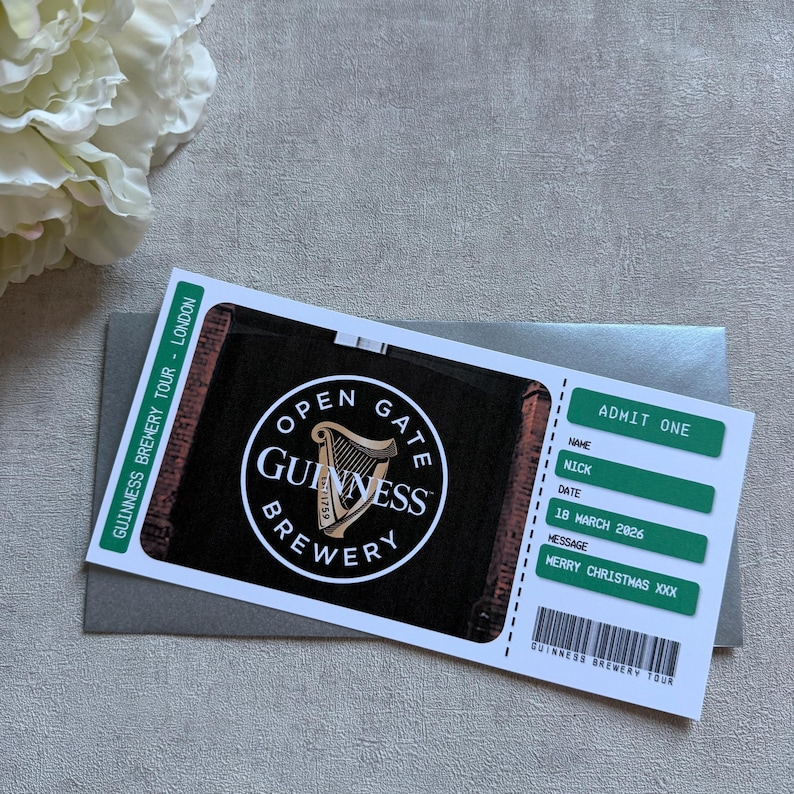 Guinness Brewery Open Gate Tour London - Gifting Voucher With Metallic ...