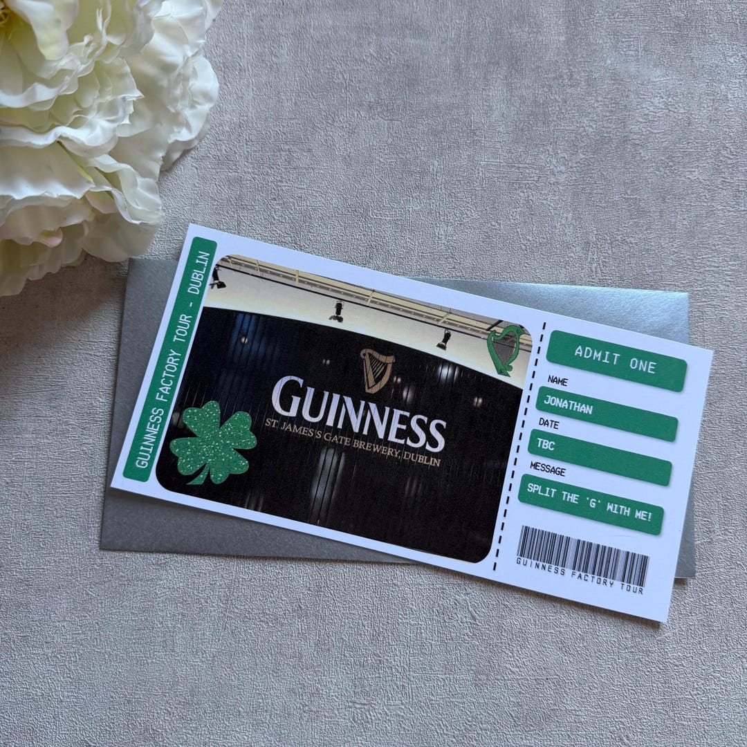 Guinness Factory Tour Dublin - Voucher for Gifting With Metallic ...