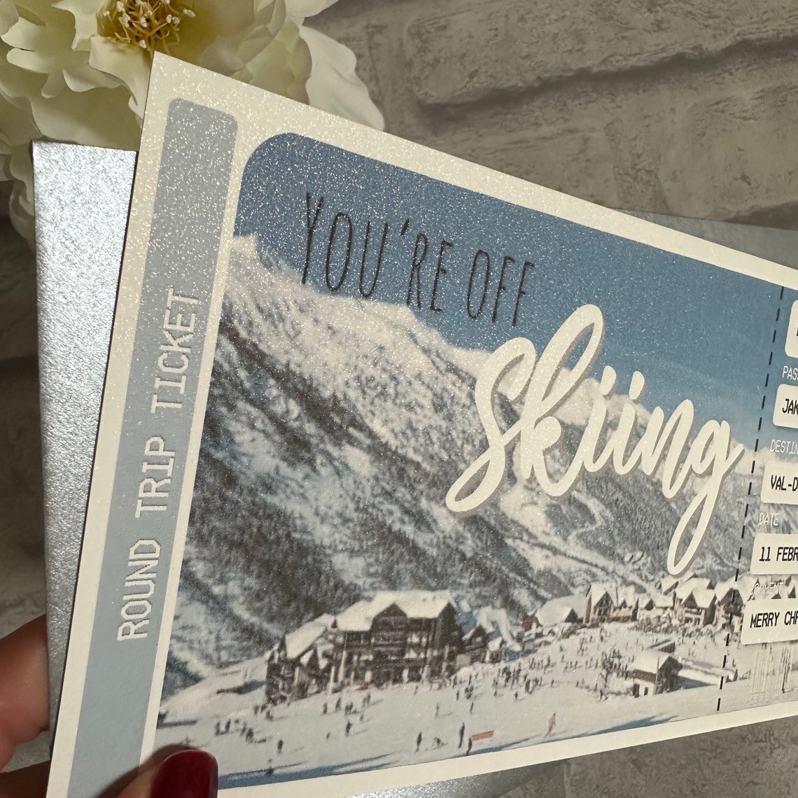 Printed Boarding Pass Ticket With Metallic Envelope - Personalised, Ski ...