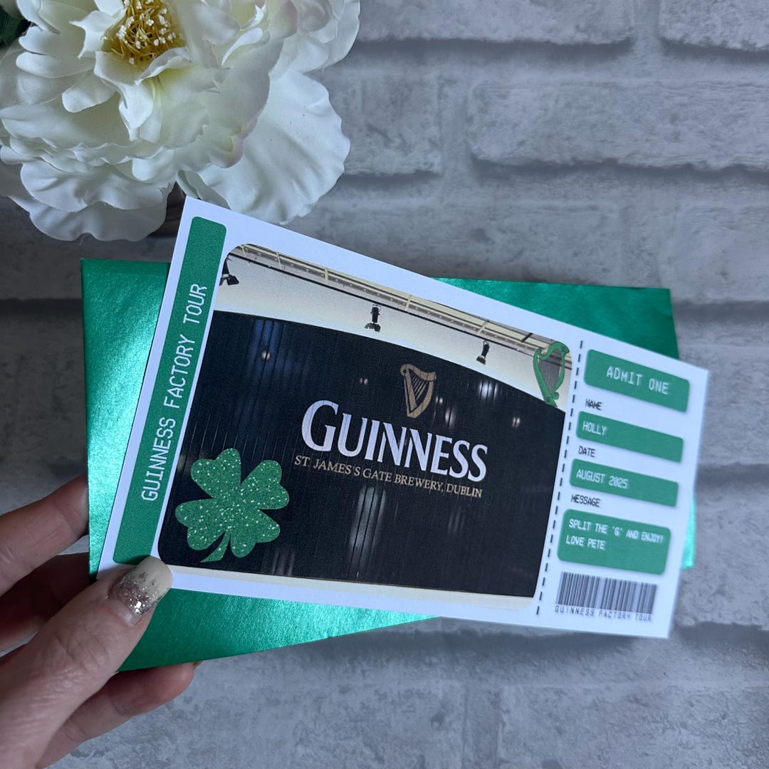 Guinness Factory Tour Voucher for Gifting With Metallic Envelope ...