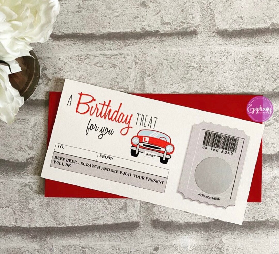 Personalised Scratch Card Voucher - Driving Lessons, A Birthday Treat ...