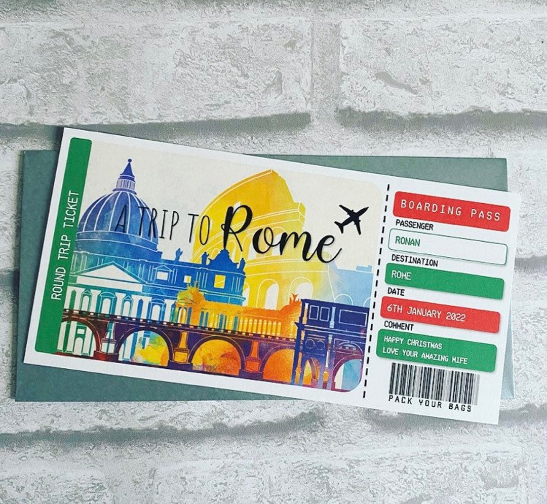 Printed Boarding Pass Ticket With Metallic Envelope - Personalised ...