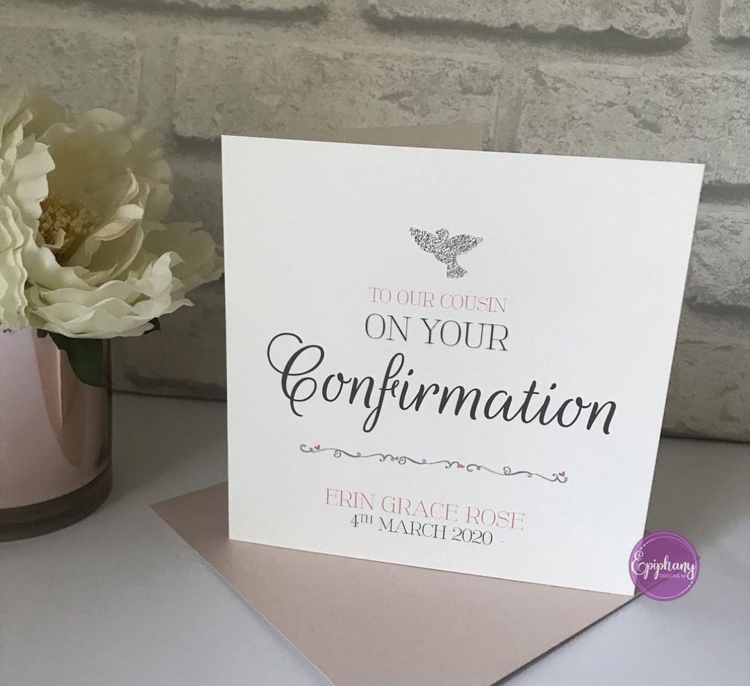 Luxury Personalised Confirmation Congratulations Card - Dove Detail on ...