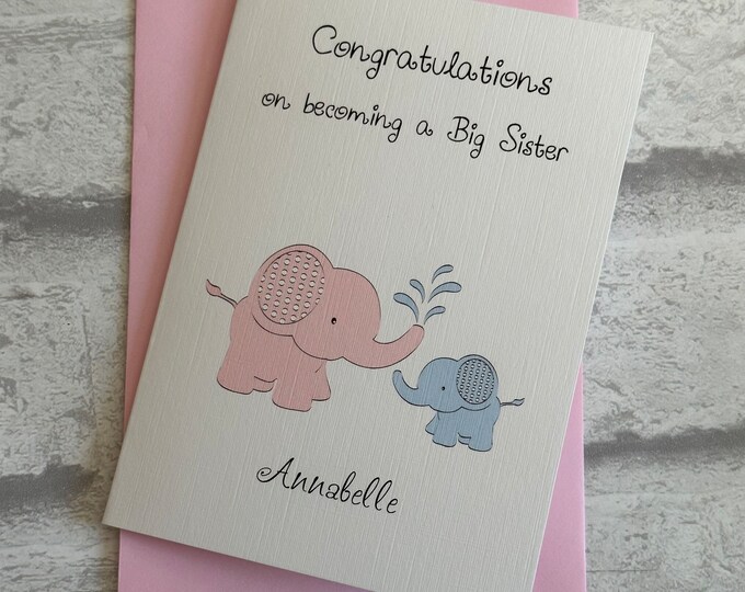 Personalised New Big Sister Card Cute Stick Person Design Birthday Card ...