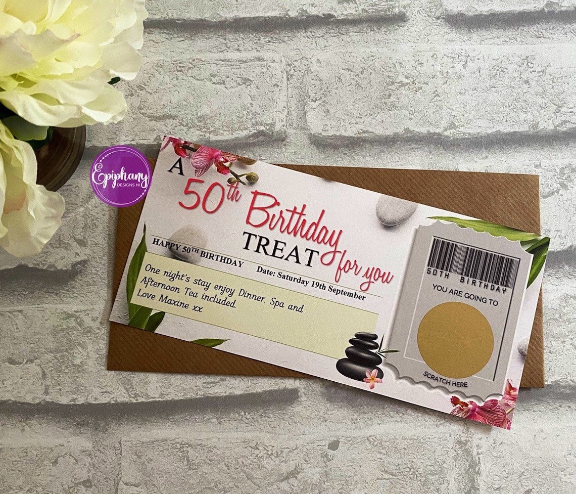 Personalised Scratch Card Voucher spa Break Weekend Away A - Etsy