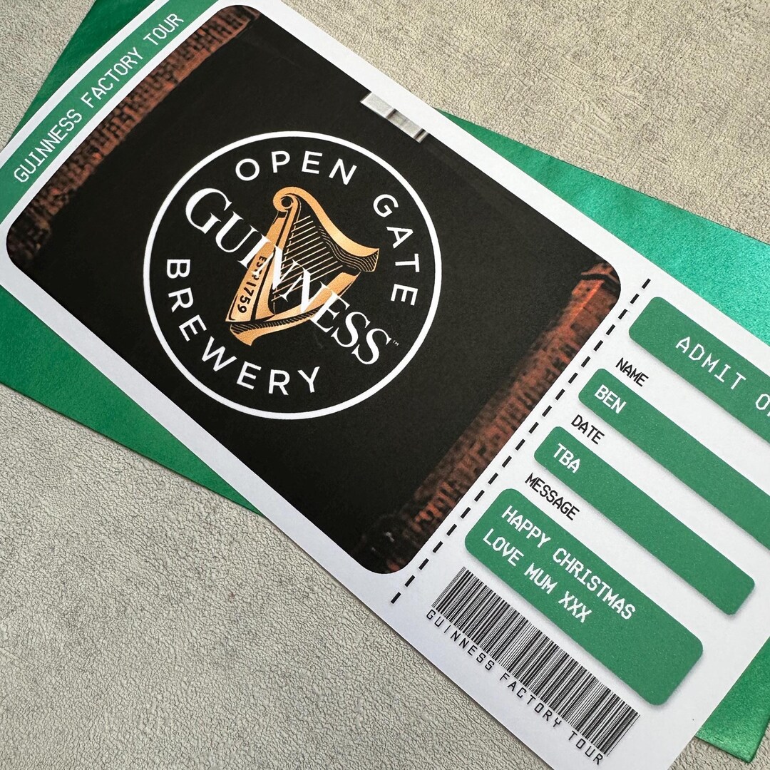 Guinness Brewery Open Gate Tour London - Gifting Voucher With Metallic ...