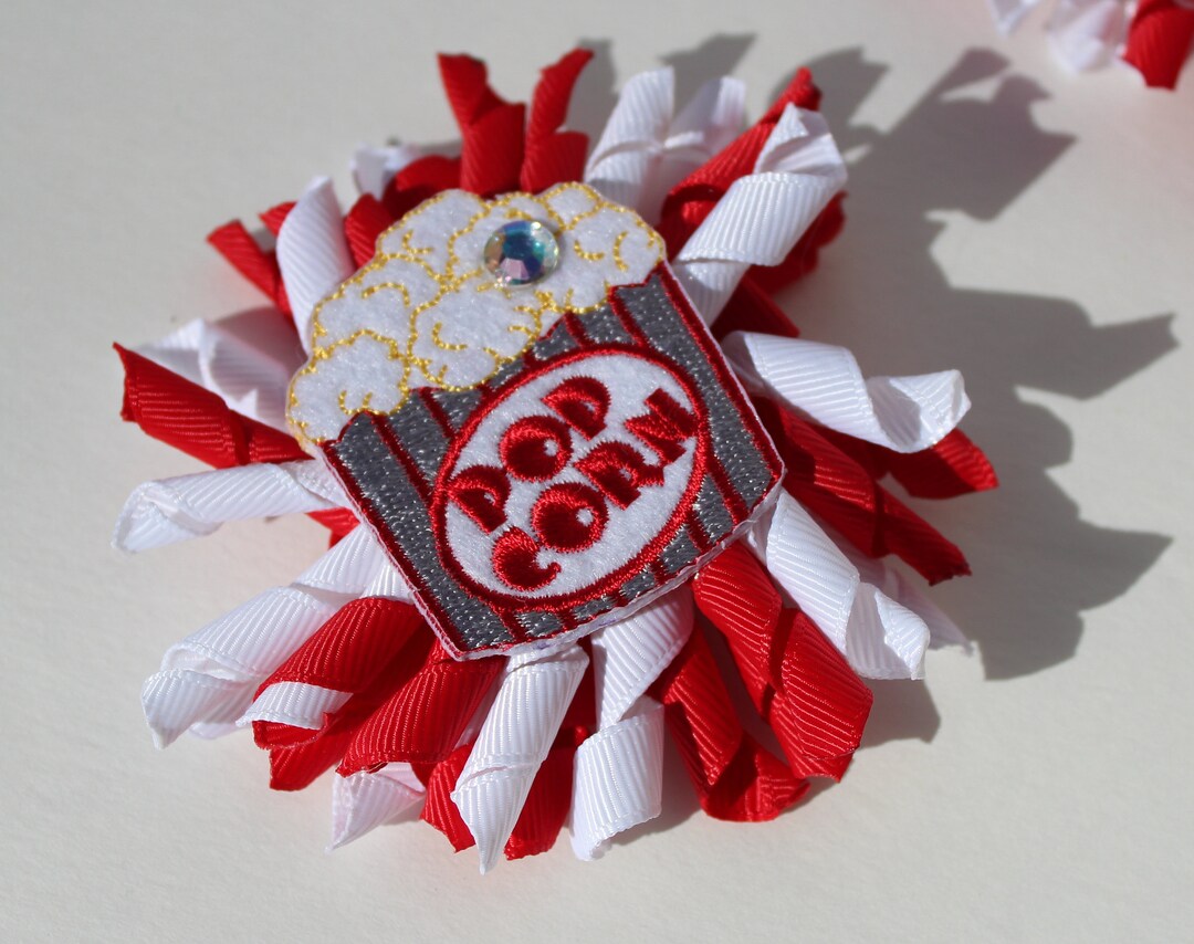 Hand Made Adorable Popcorn Red White Hair Clip Quality Item Kids, Girls ...