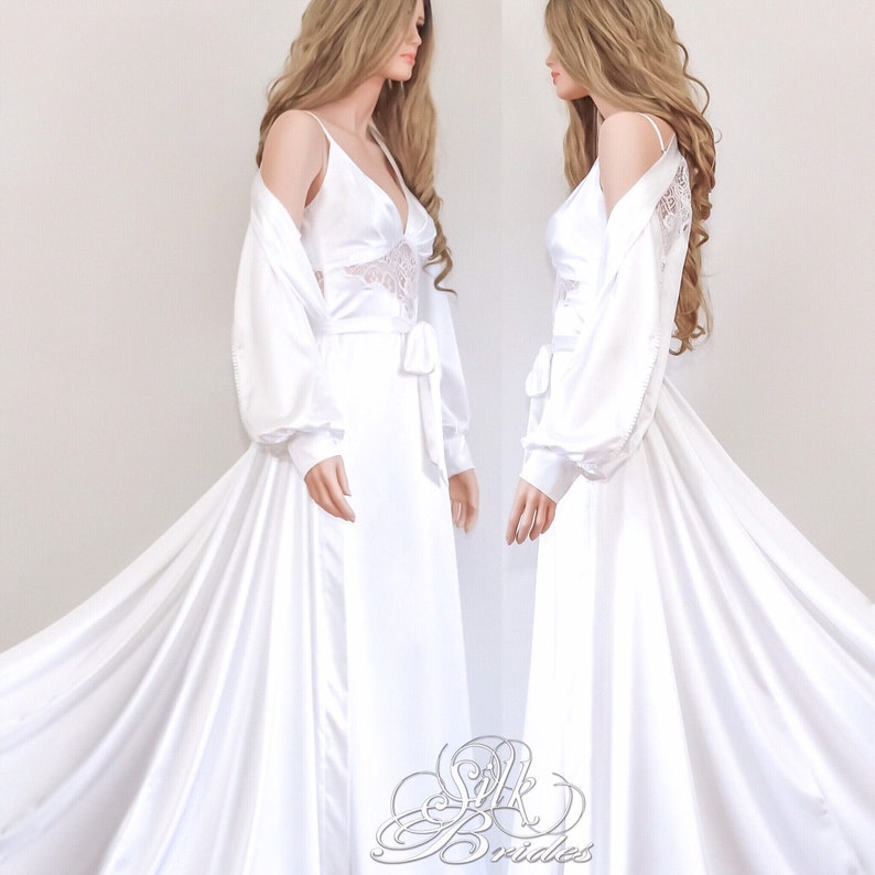 Maxi White Bridal Robe & Nightgown Set Luxury Boudoir Bridal - Etsy ... Maxi White Bridal Robe & Nightgown Set Luxury Boudoir Bridal - Etsy ...
