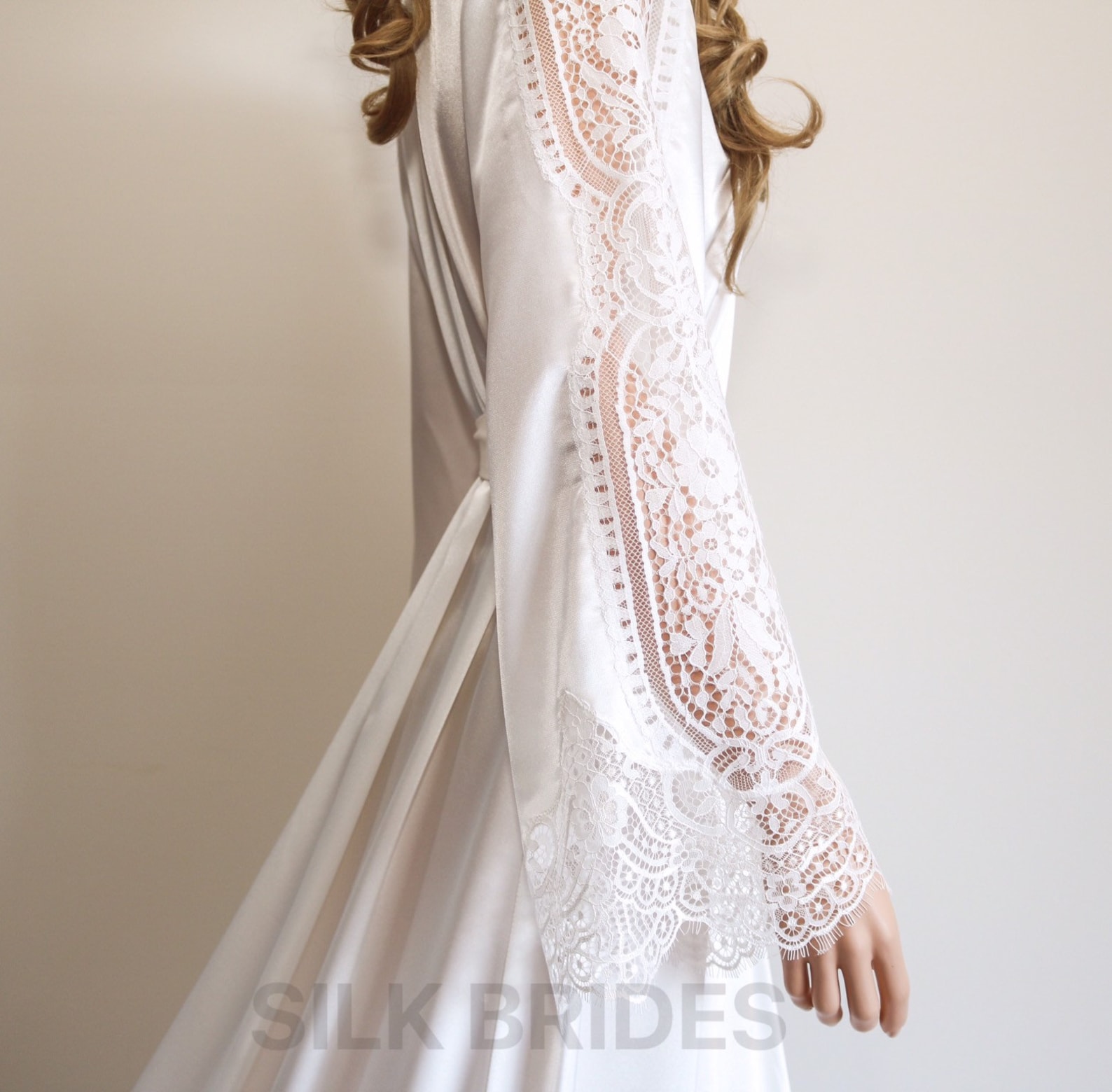 New Long Bridal Robe With Train White Maxi Dressing Gown - Etsy