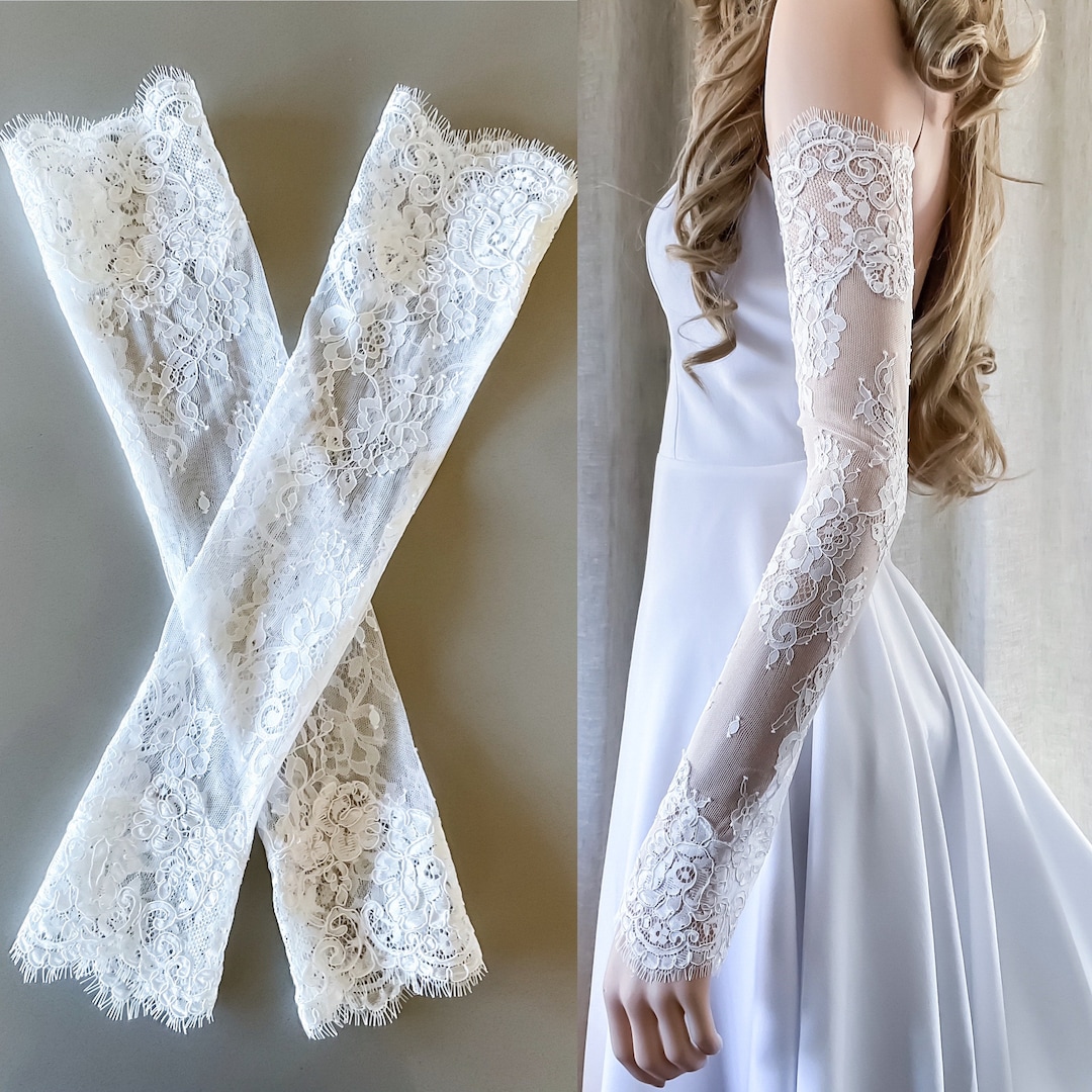 Detachable Lace Sleeves, Custom Made Fingerless Lace Bridal Gloves ...