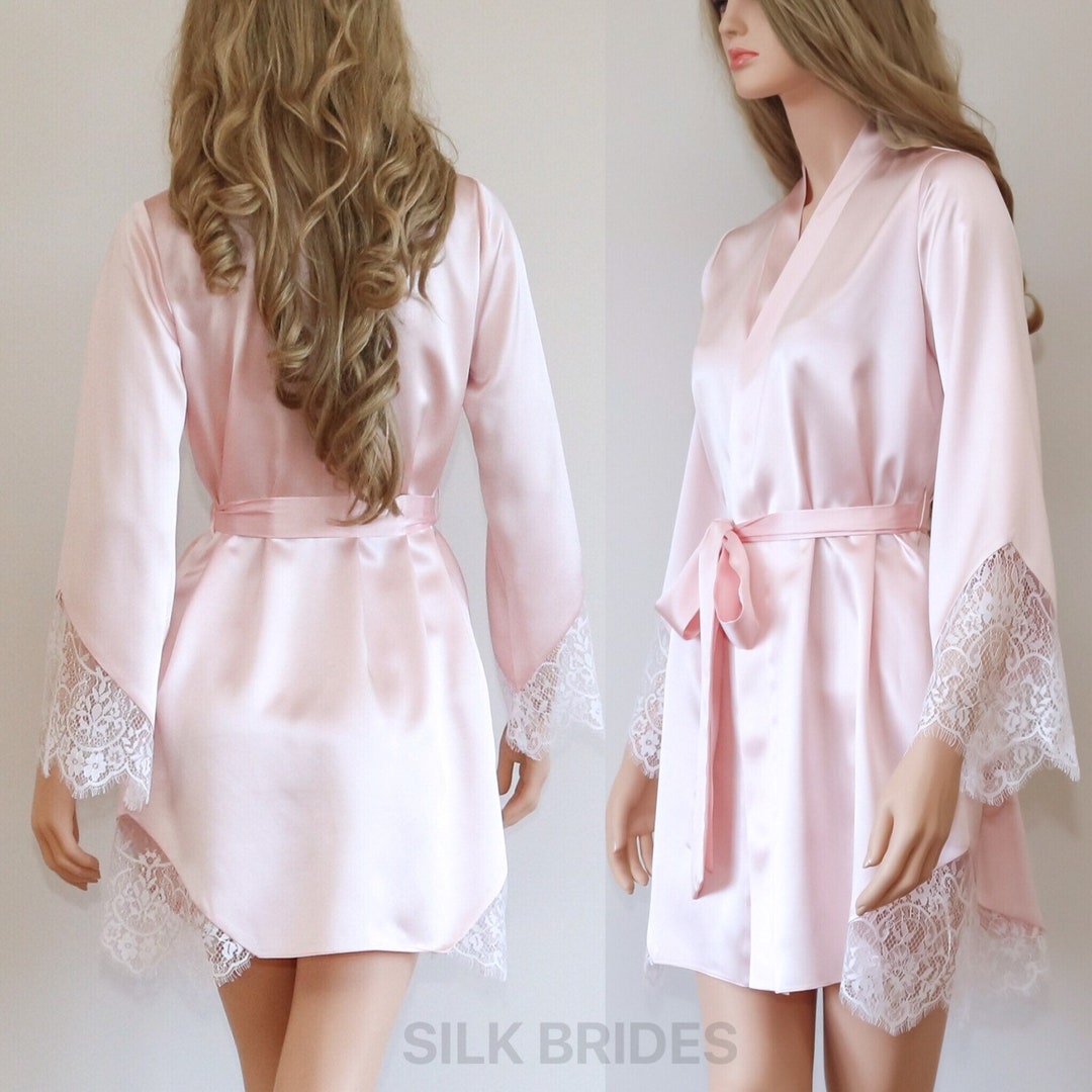Silk Robe, Silk Satin Dressing Gown, Getting Ready Robe, Sexy Gift ...