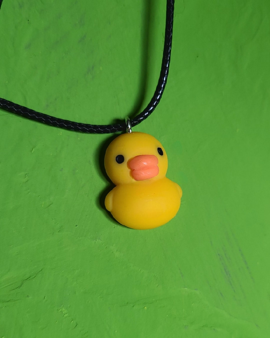 Rubber Ducky Necklace! PU Leather Black Necklace With Small Mini Rubber ...