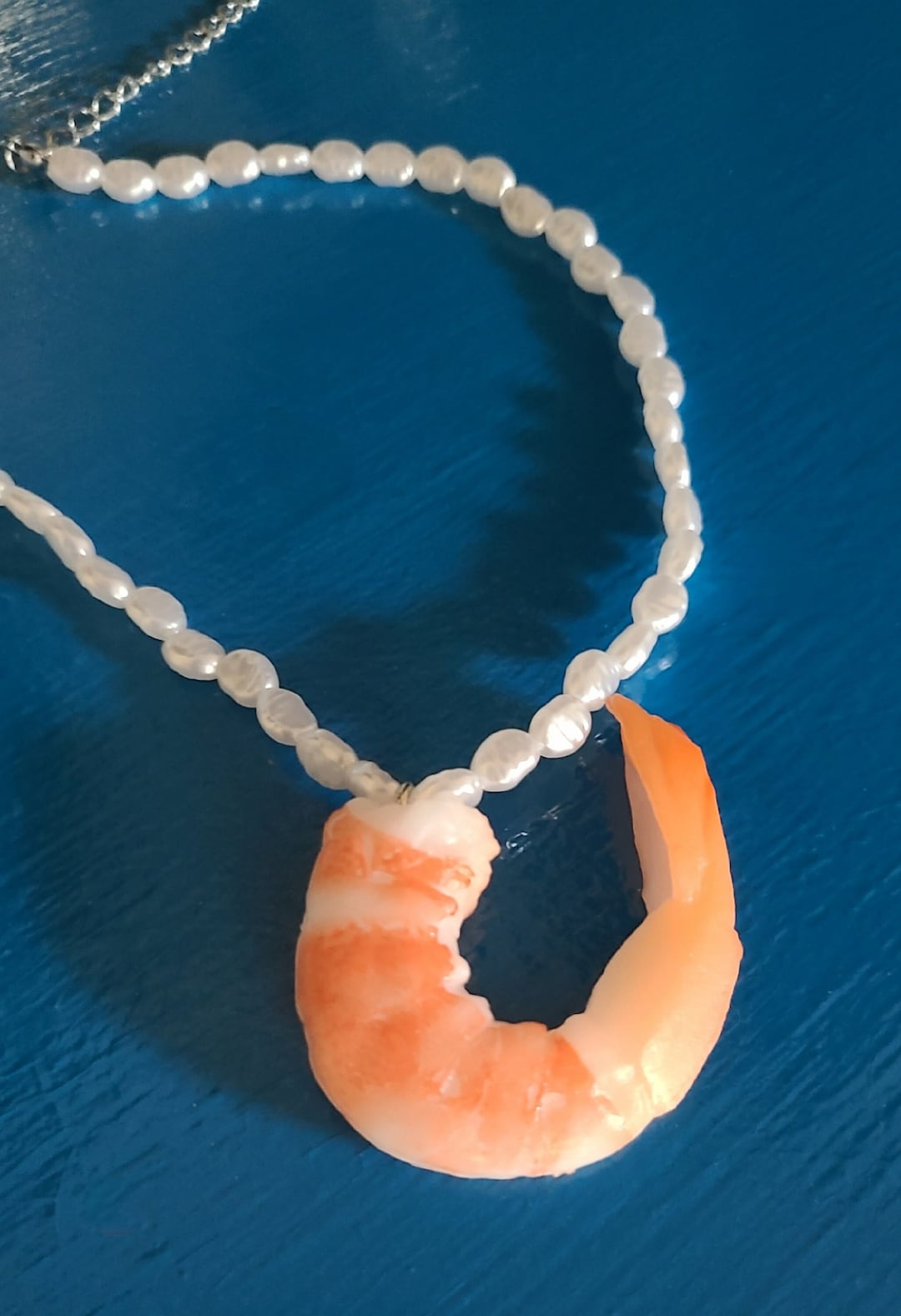 Shrimp Necklace! White Faux Natural Pearl Necklace With Simulated ...
