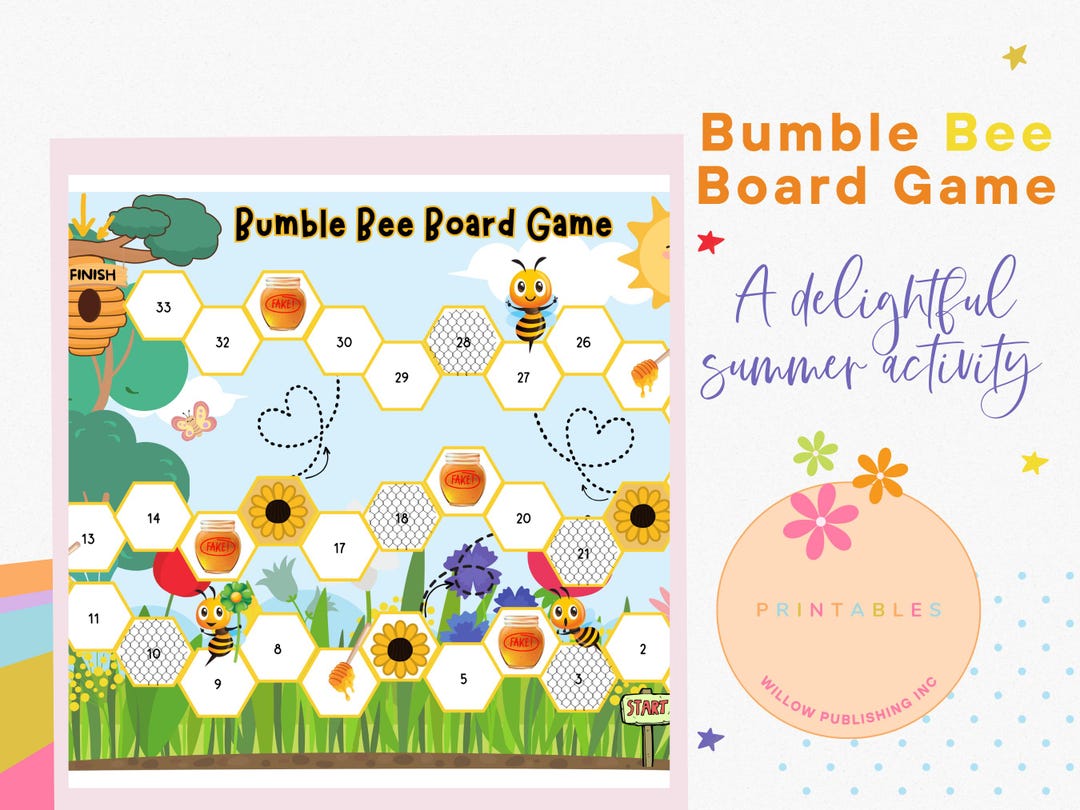 Bumble Bee Board Game - Printable PDF - Instant Digital Download - Two ...