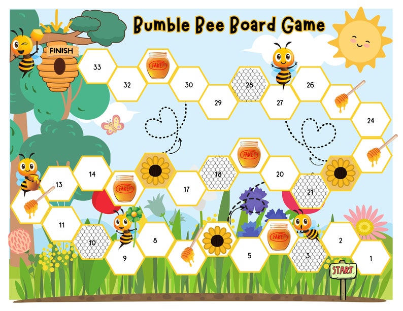 Bumble Bee Board Game - Printable PDF - Instant Digital Download - Two ...