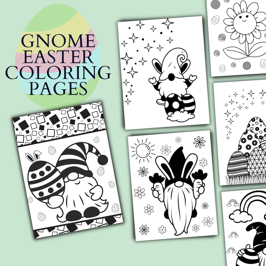 Fun Easter Theme Gnome Coloring Pages | Spring | Adult & Kids - Etsy