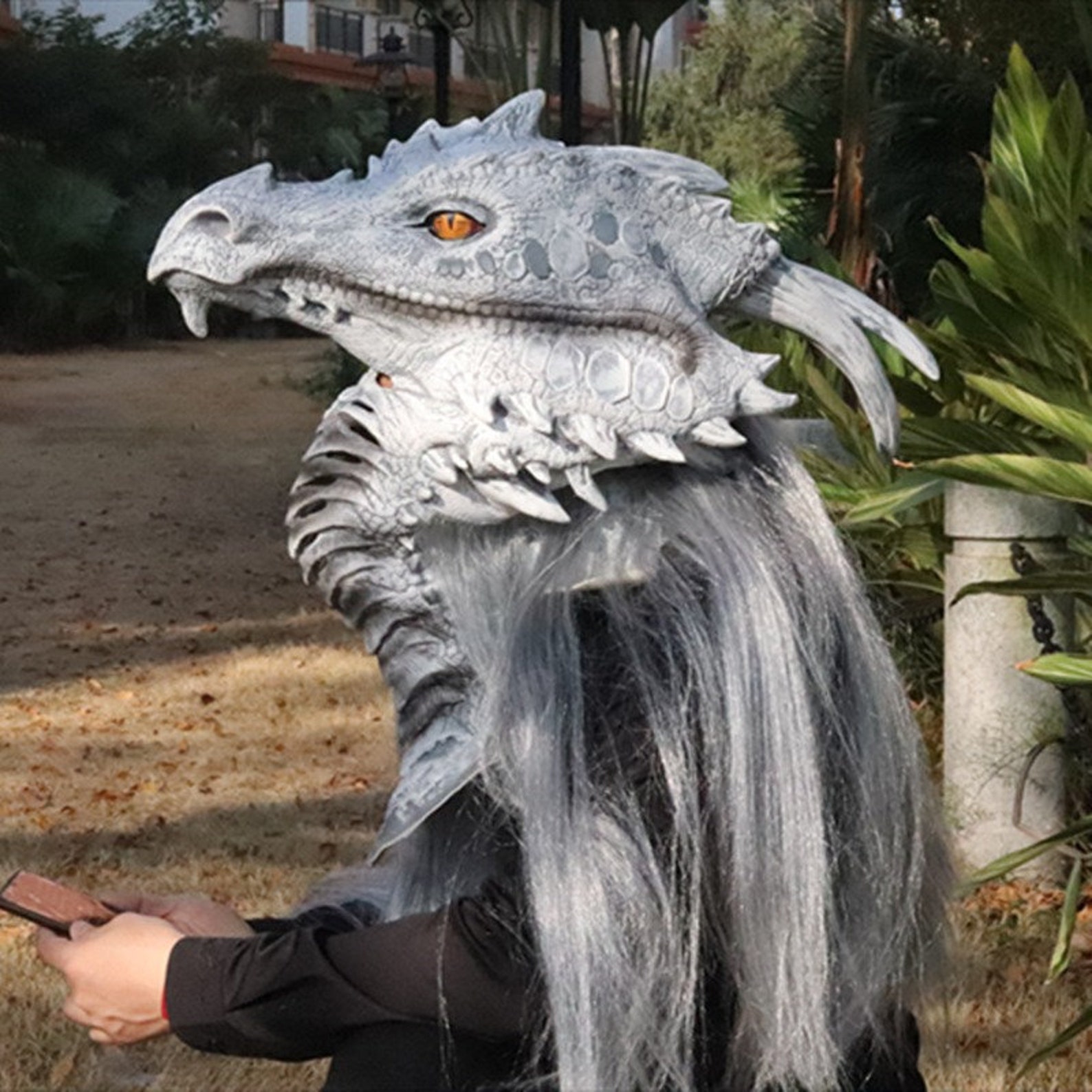 Realistic Gray Dragon Mask Halloween Rubber Mask Cosplay | Etsy
