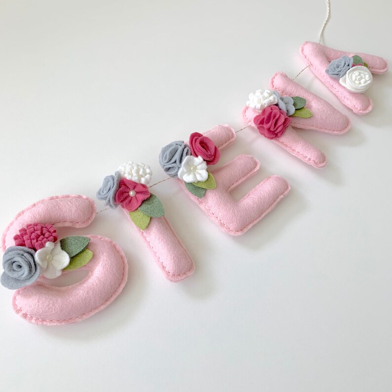 Primrose Pink Felt Name Banner Felt Name Pennant Felt - Etsy