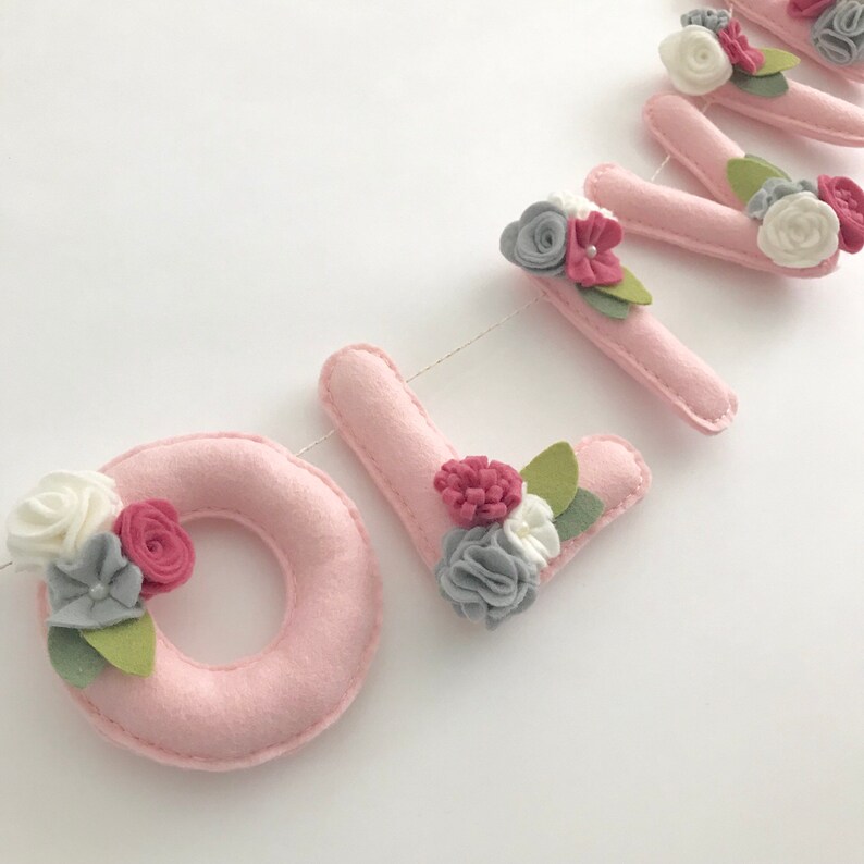 Primrose Pink Felt Name Banner Felt Name Pennant Felt - Etsy